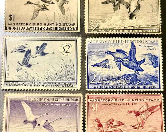 Vintage Federal Duck Stamps Set of 6 Unused Migratory Bird Hunting ...