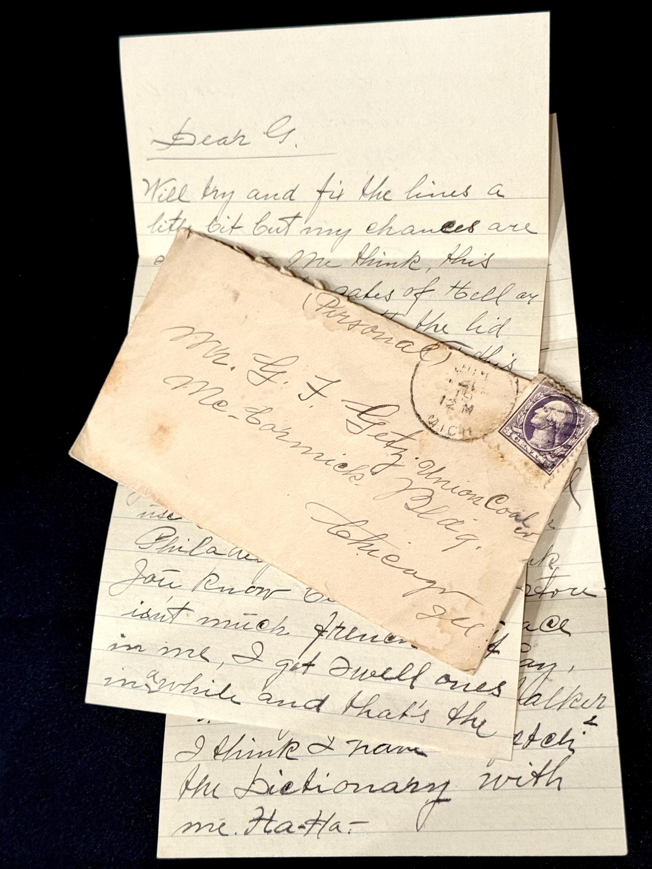1900s Humorous Handwritten Letter | Chicago IL Ephemera, 3c Washington ...