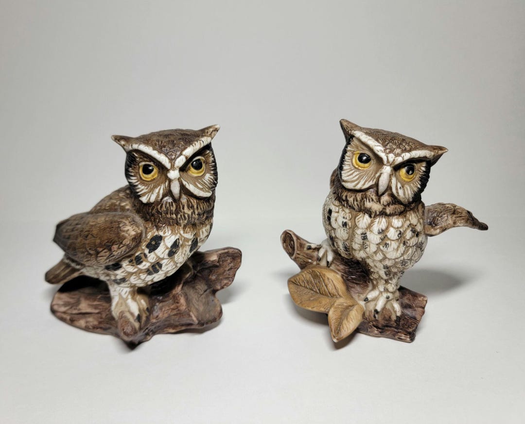 Vintage Owl Homco Ceramic Figurines, Pair - Etsy
