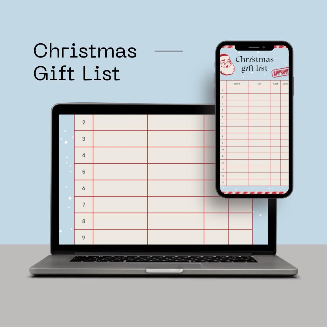 Printable Christmas Gift List - Holiday Shopping Planner - Festive Gift ...