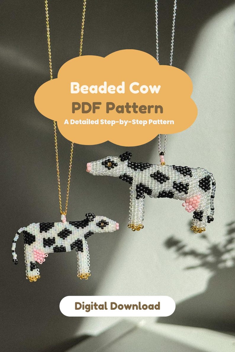 3D Beaded Cow PDF Pattern | Peyote & Brick Stitch Tutorial | DIY Animal ...