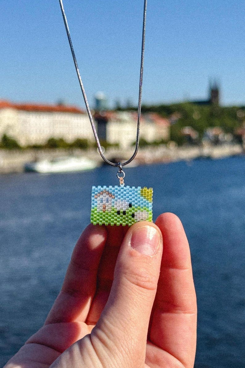 Step-by-step Peyote Stitch Bead Pattern, Farm Pendant Beading Tutorial for Beginners, Sheep ...