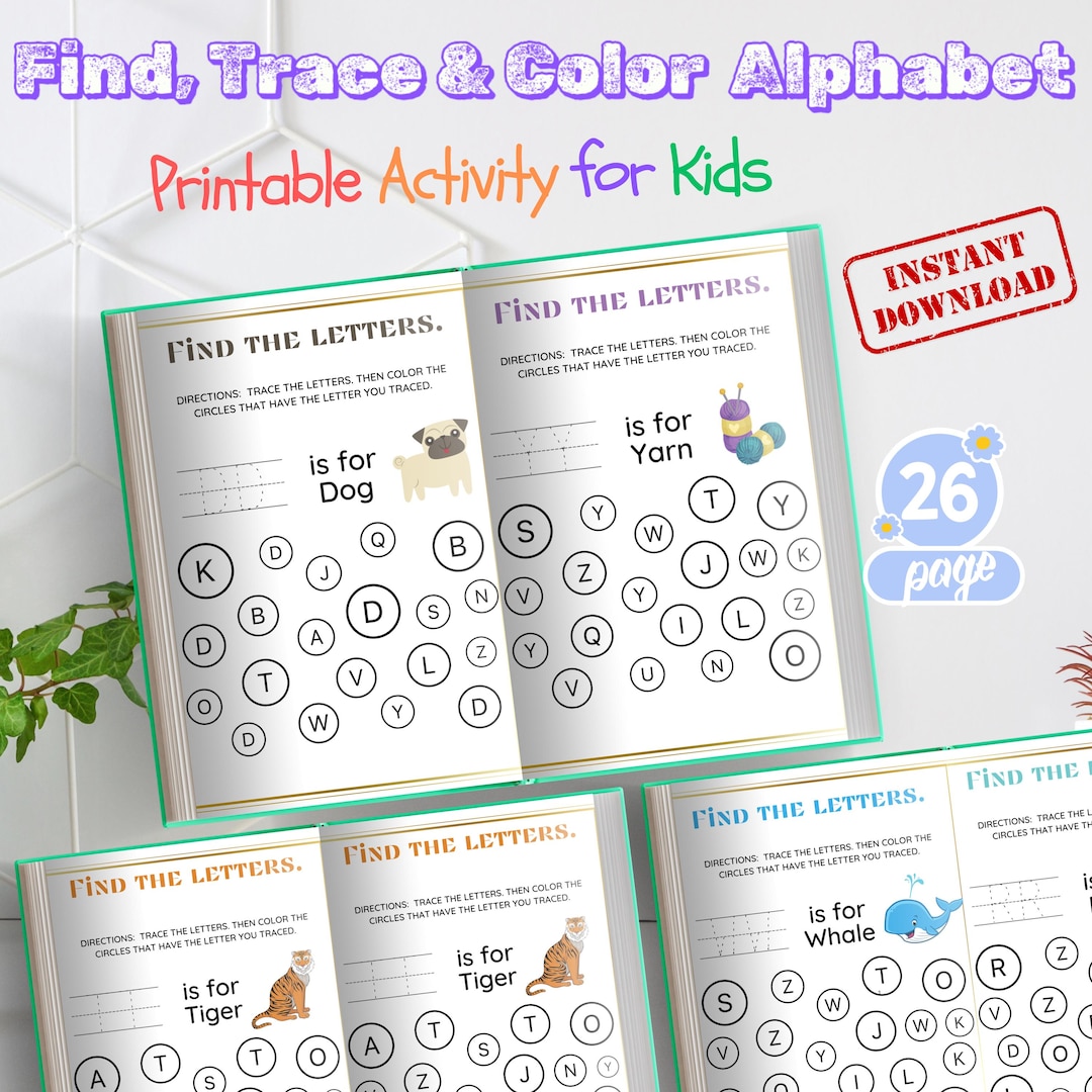 Find, Trace & Color A-Z Alphabet Worksheet | Fun Handwriting Practice ...
