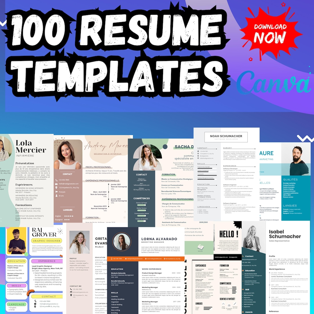100 Editable Canva CV Templates PLR - Rebrandable Resume Bundle ...