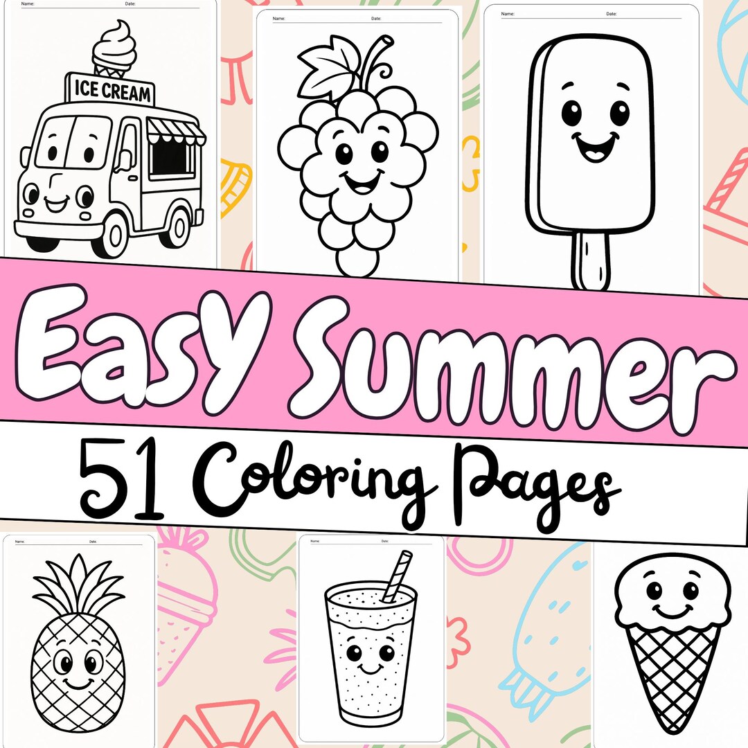 Kids Summer Food Coloring Book Pdf,instant Download, Yummy Summer ...