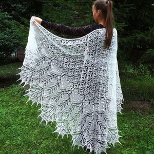 Handknitted White Wedding Lace Shawl With Mohair and Silk,lace Shawl ...