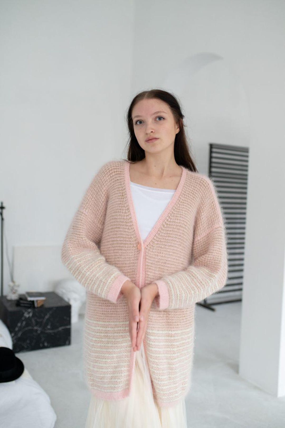 Elegant Pink Angora Cardigan, Stylish Women's Wedding Coat, Cosy Cardigan,spring Coat,mohair ...