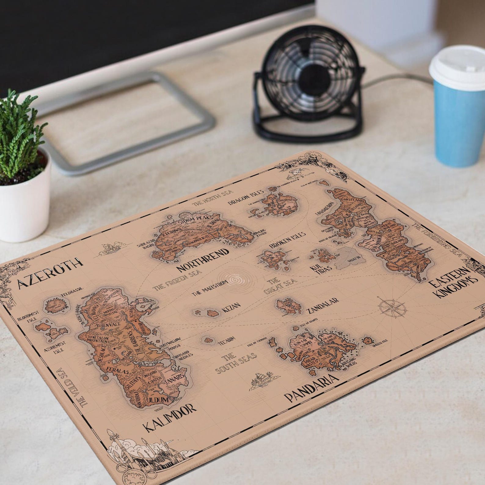 Azeroth Wow Map Desk Mat, World of Warcraft Mouse Pad, Gaming Gift for ...
