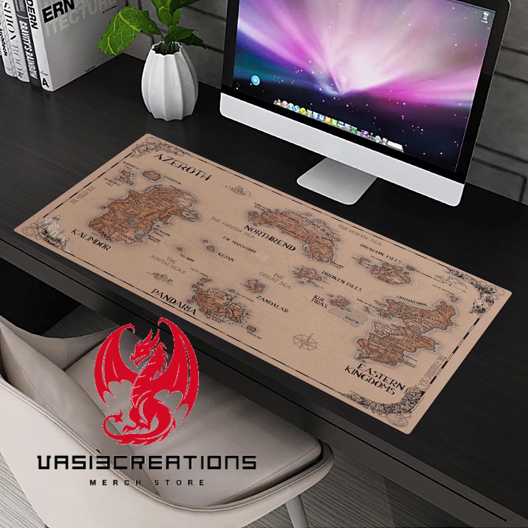 Azeroth Wow Map Desk Mat, World of Warcraft Mouse Pad, Gaming Gift for ...