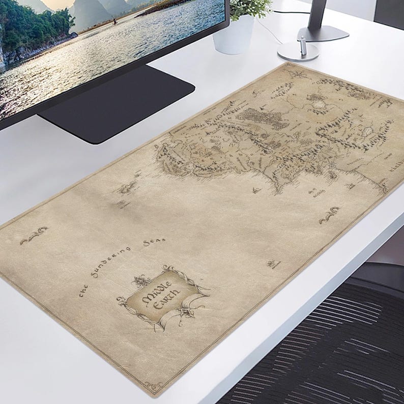 The Lord of the Rings Map Desk Mat - Middle-earth Gaming Mouse Pad, XL ...