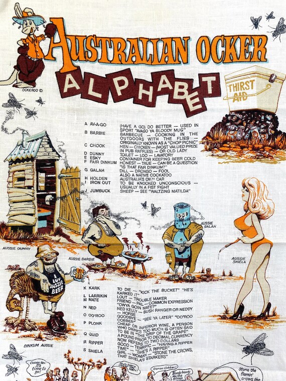 Vintage Souvenir Australian Ocker Alphabet Tea Towel Aussie - Etsy