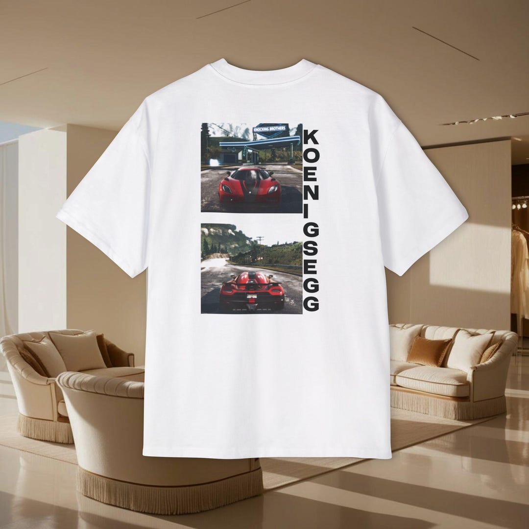 Koenigsegg Men's Heavy Oversized Tee, Sports Car T-shirt, Fast Car ...
