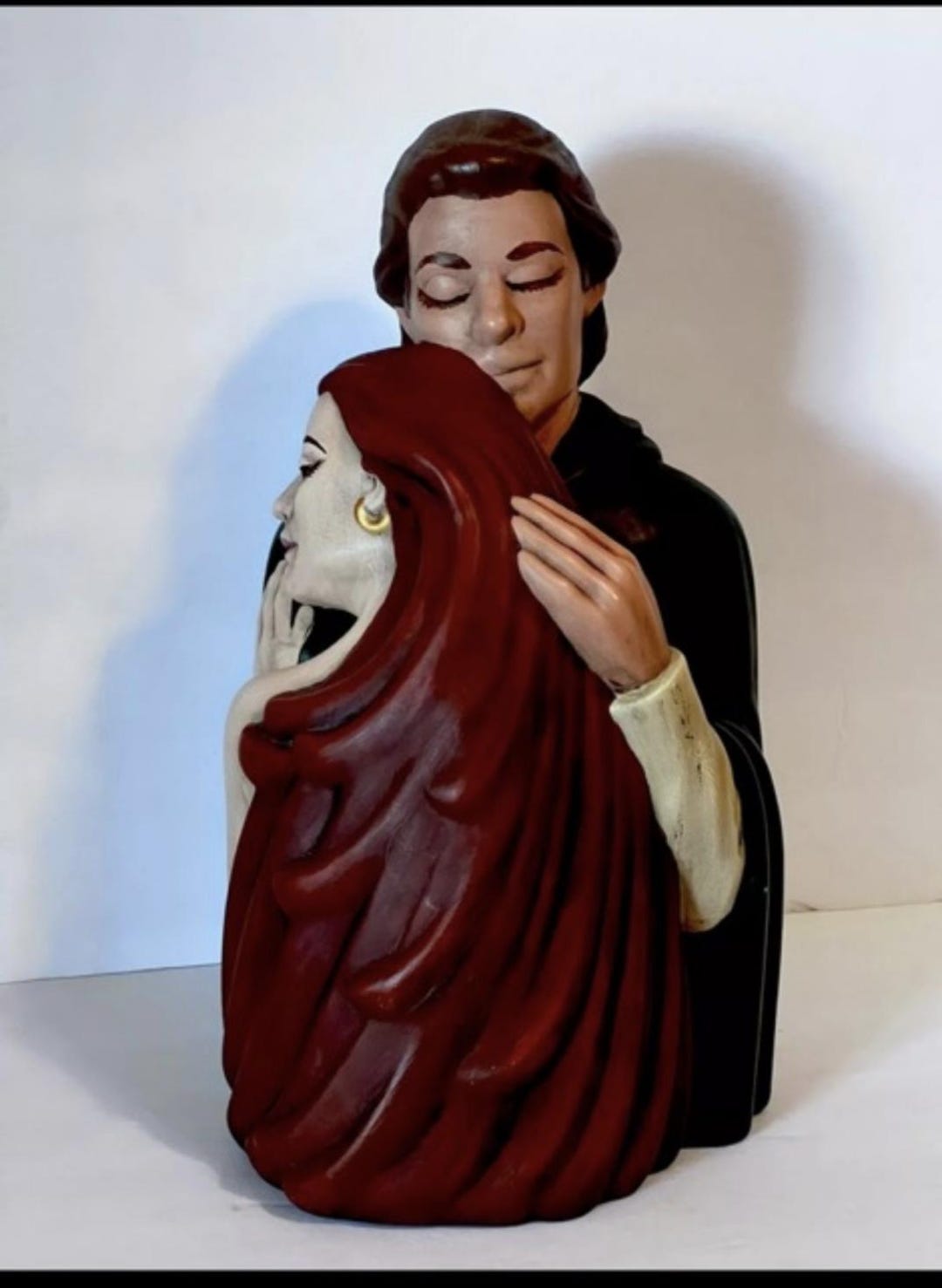 Vintage Sculpture 1970's Terracotta Plast Large Man and Woman Hugging ...