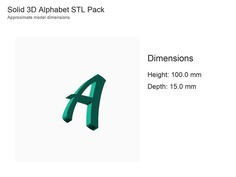 3D Alphabet Kaushan Script Font | Solid | STL Pack - Etsy