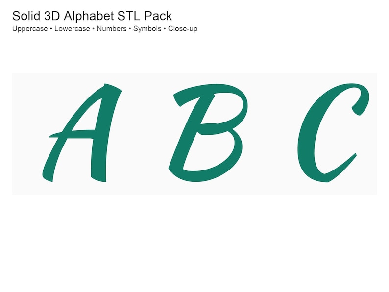3D Alphabet Kaushan Script Font | Solid | STL Pack - Etsy