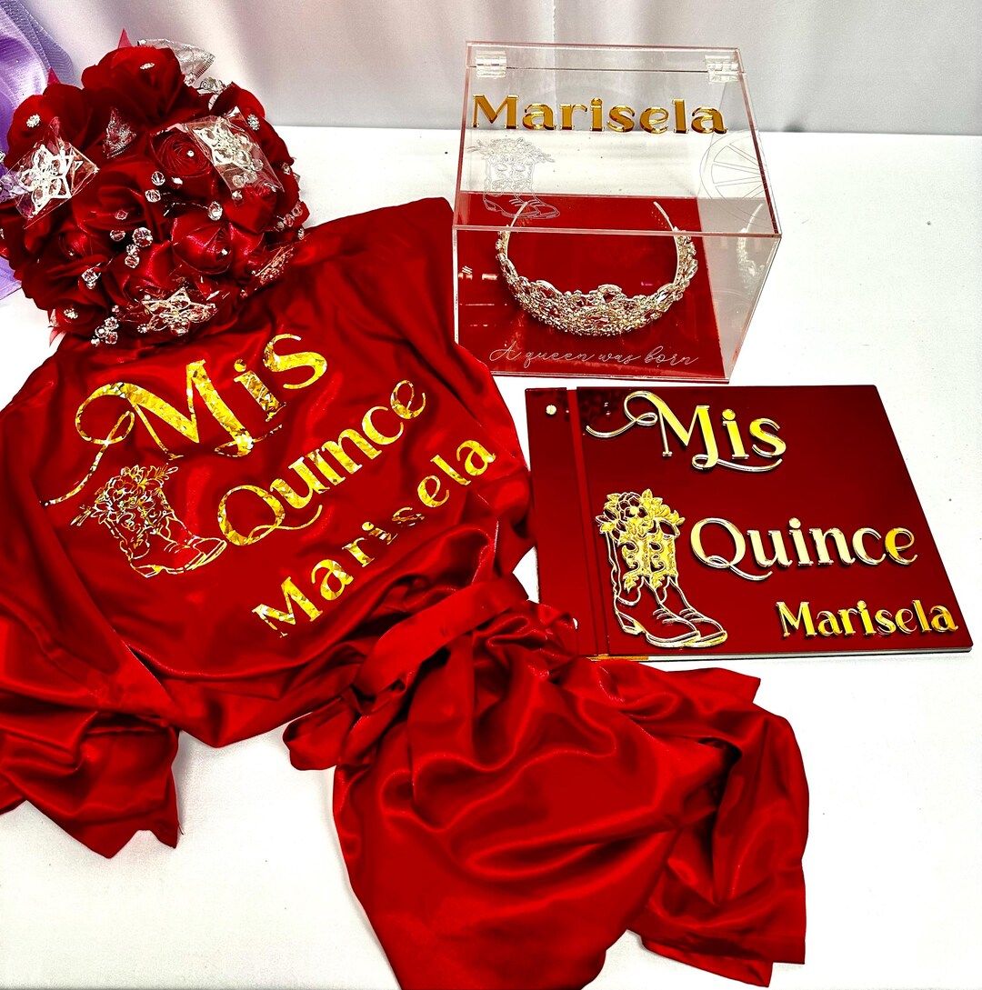 Reyna Package Custom Quinceañera Gift Set: Personalized Robe, Acrylic ...