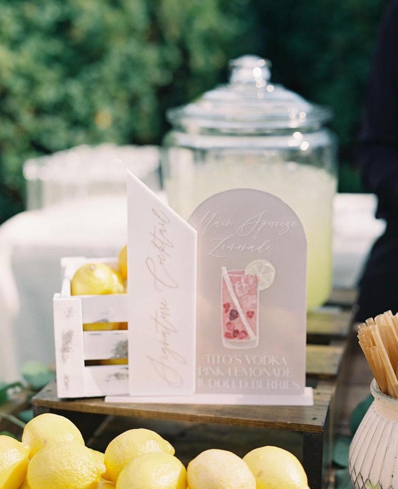 Custom Wedding Cocktail Menu Sign Personalized Acrylic Bar Menu Elegant ...