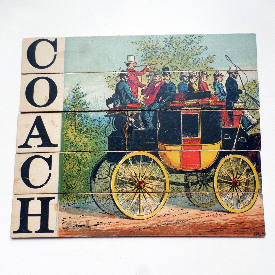 Antique Coach Victorian Sliced Puzzle, Carriage Slat Puzzle, Victorian ...