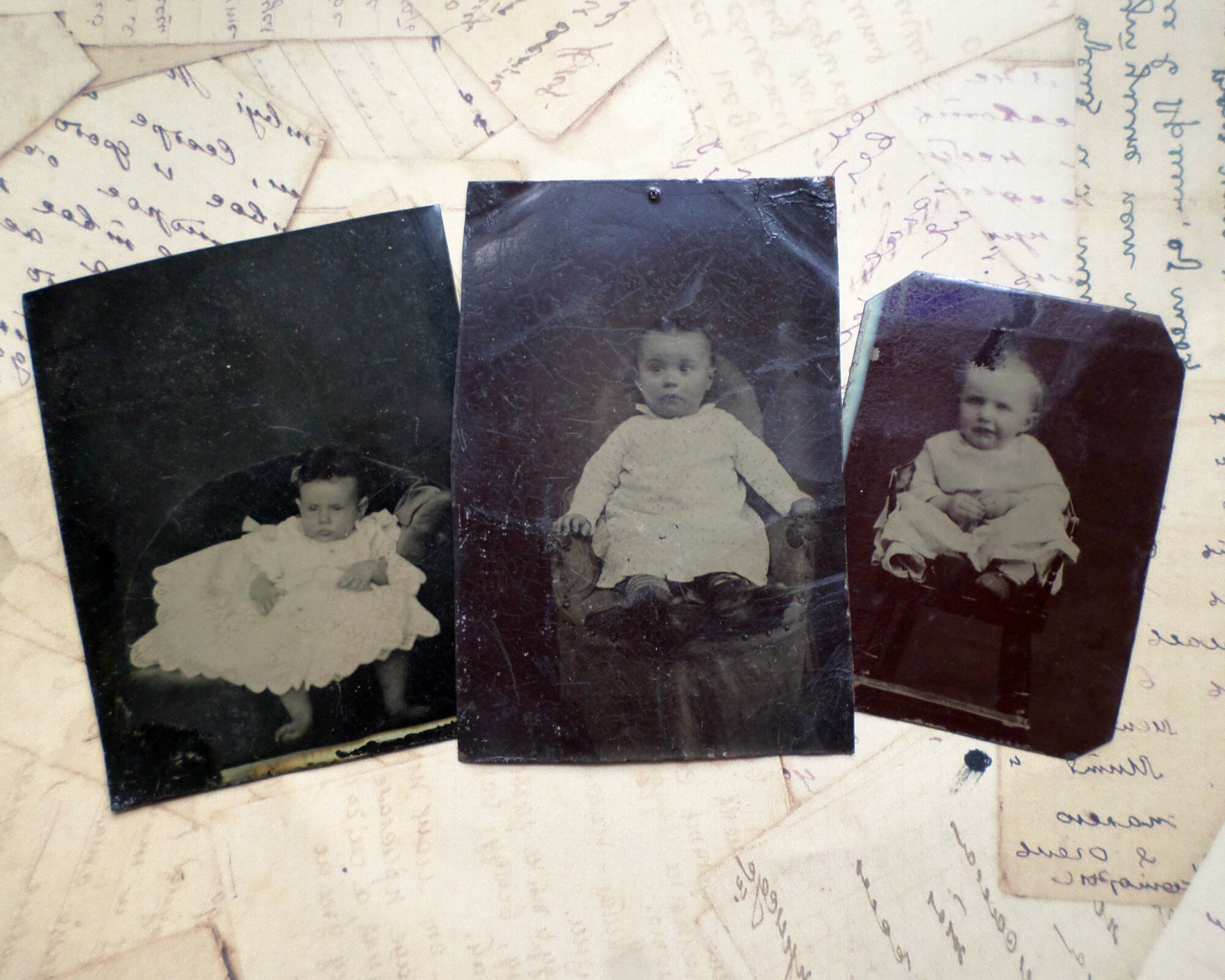 3 Antique Baby Tintype Photographs, 19th Century Baby Ferrotype ...