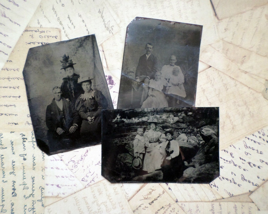 3 Antique Family Tintype Photographs, 19th Century Victorian Parents ...