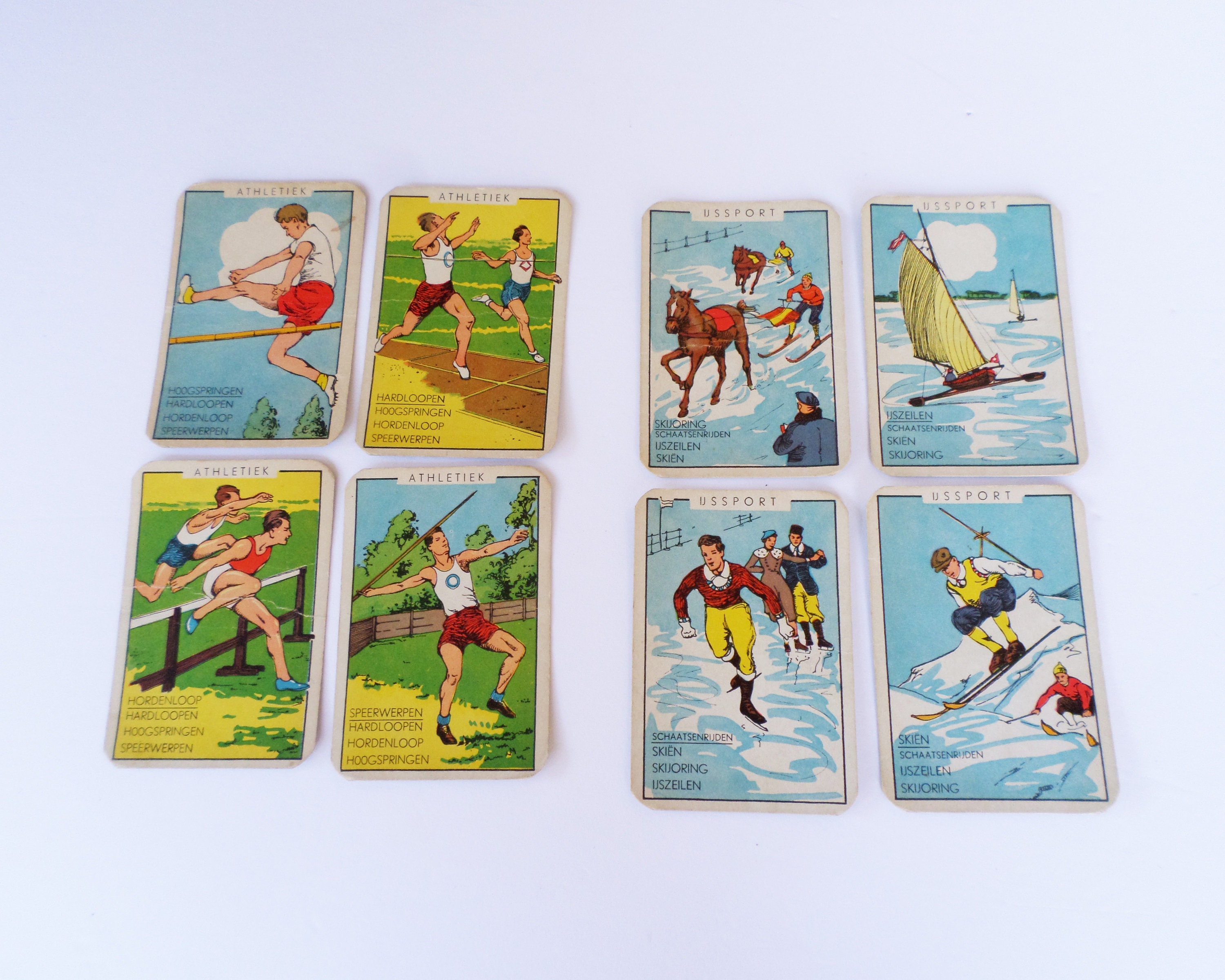 Vintage 1950s Dutch Sport Kwartet Game, Sports Card Game, Dutch Playing ...