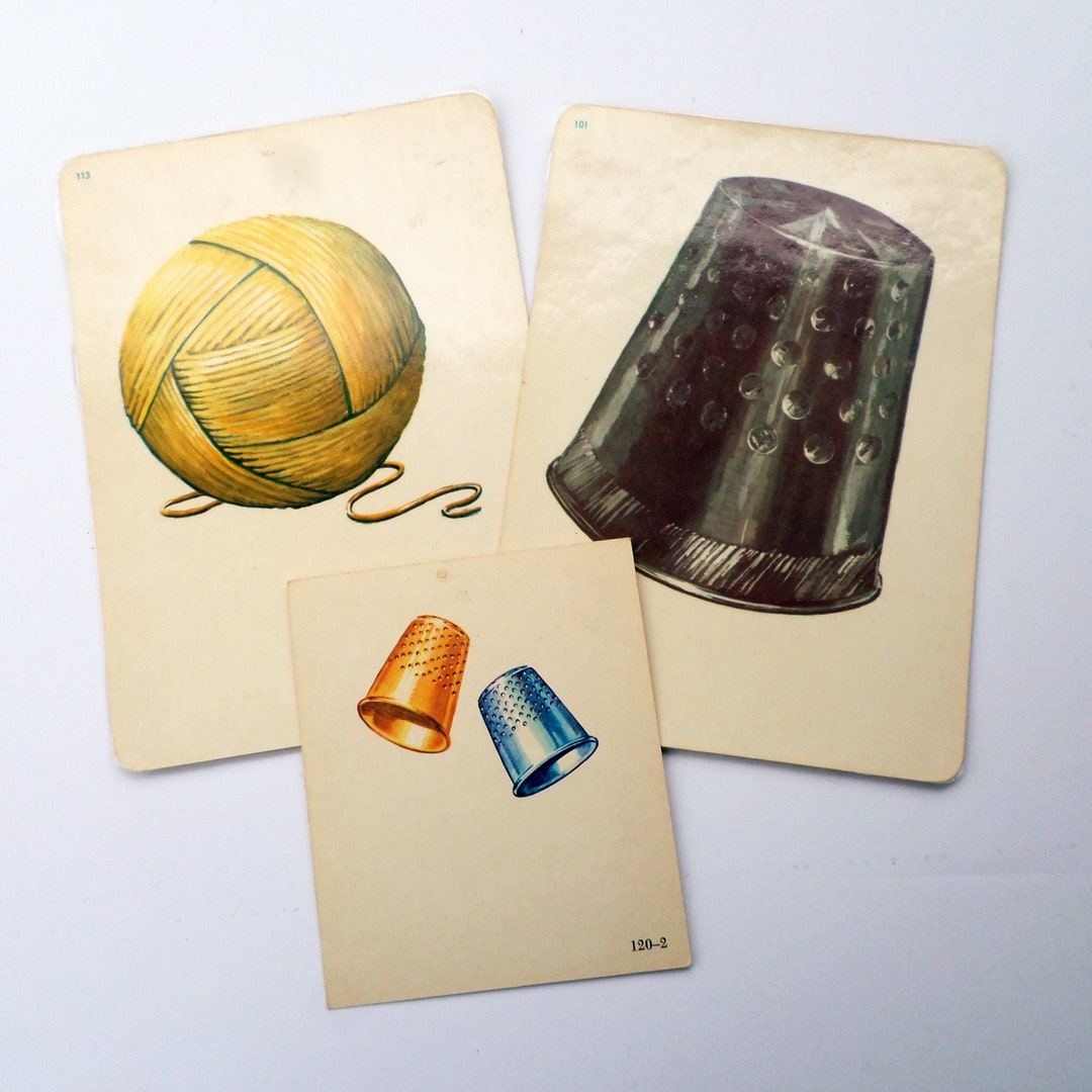 Vintage Sewing and Knitting Large Flash Cards, Set of 3 - Etsy