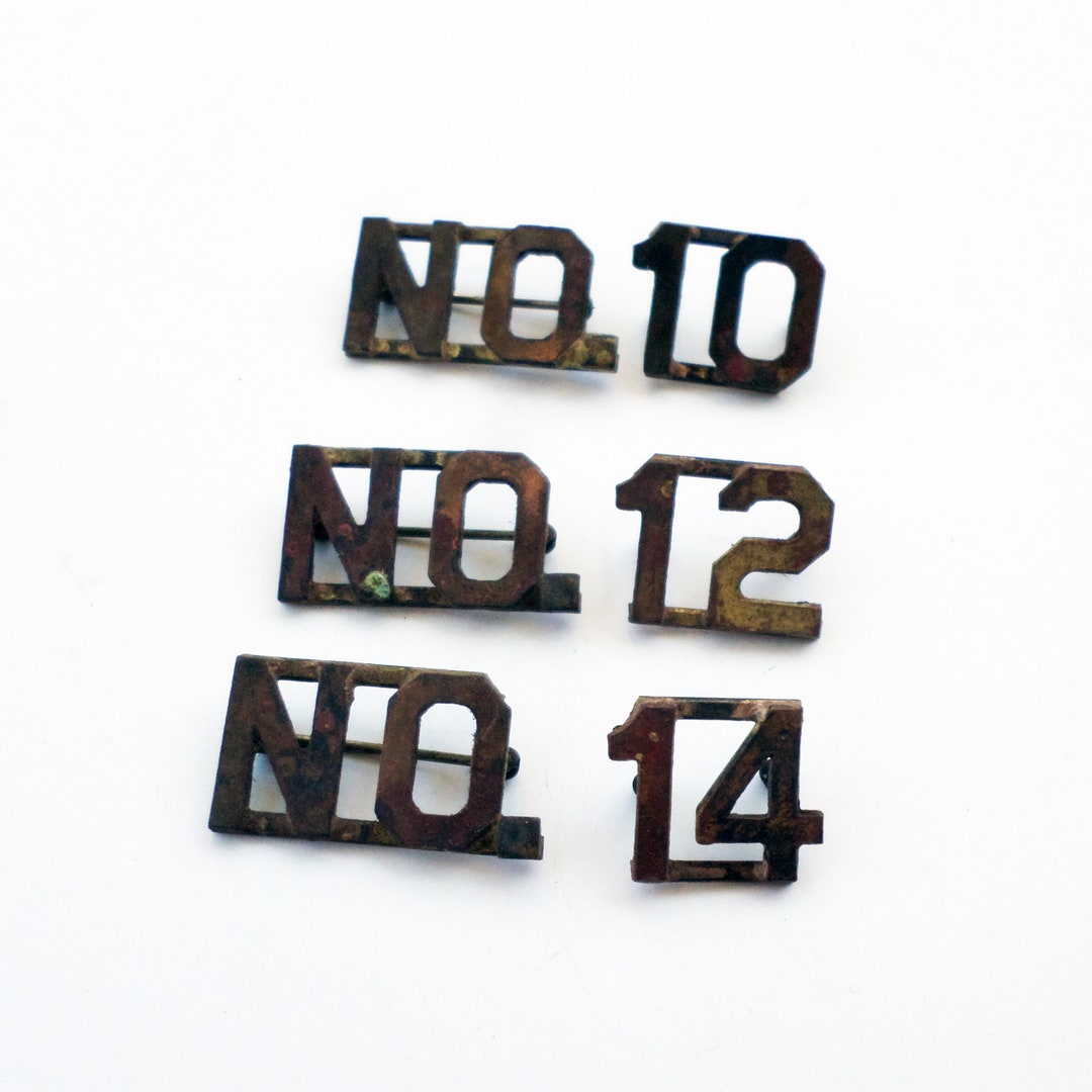 Vintage Uniform Badge Number Pins, No. and 10, 12, or 14, Mixed Media ...
