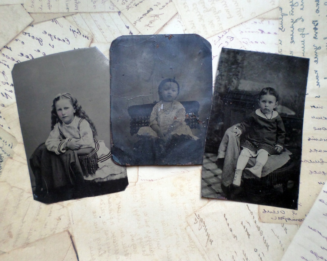 3 Antique Young Girls Tintype Photographs, 19th Century Girl Ferrotype ...