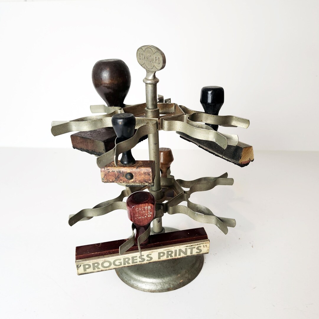 Vintage Standard Stamp Carousel, Two-tier Office Stamp Holder With 5 ...
