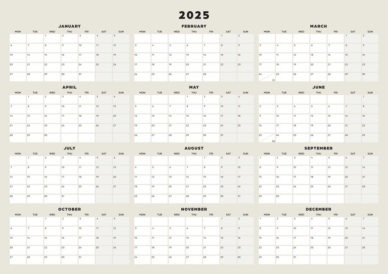Wallscaping Studio | 2025 Wall Calendar, Minimalist Black & White ...