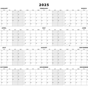 Wallscaping Studio | 2025 Wall Calendar, Minimalist Black & White ...