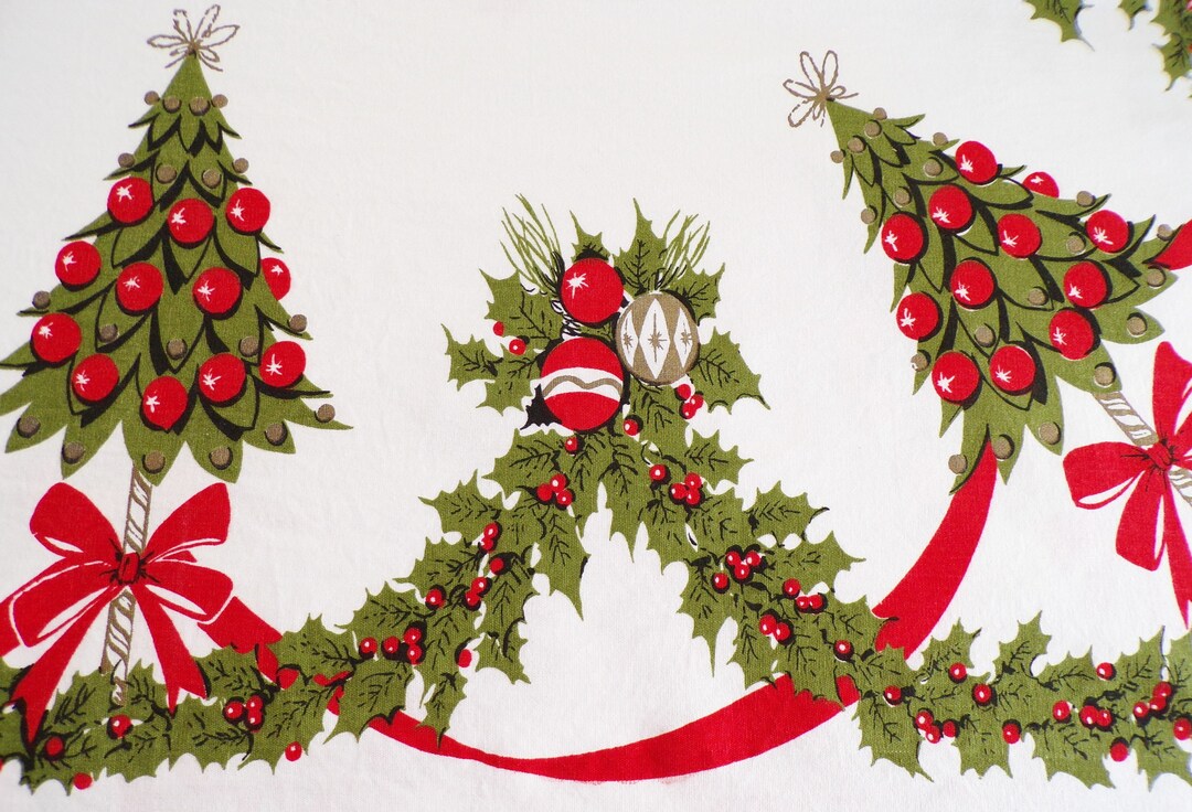 Vintage Tablecloth, Christmas, Holiday - Etsy