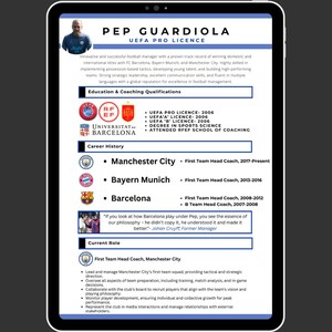 Custom Football CV – Professionally Designed, Made to Order | Tailored ...
