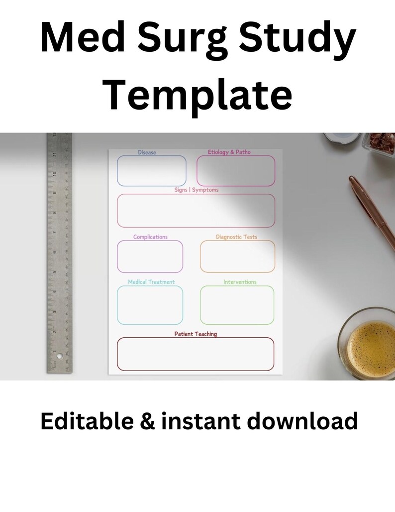 Editable Med Surg Study Template Med Surg Nursing Disease Process ...