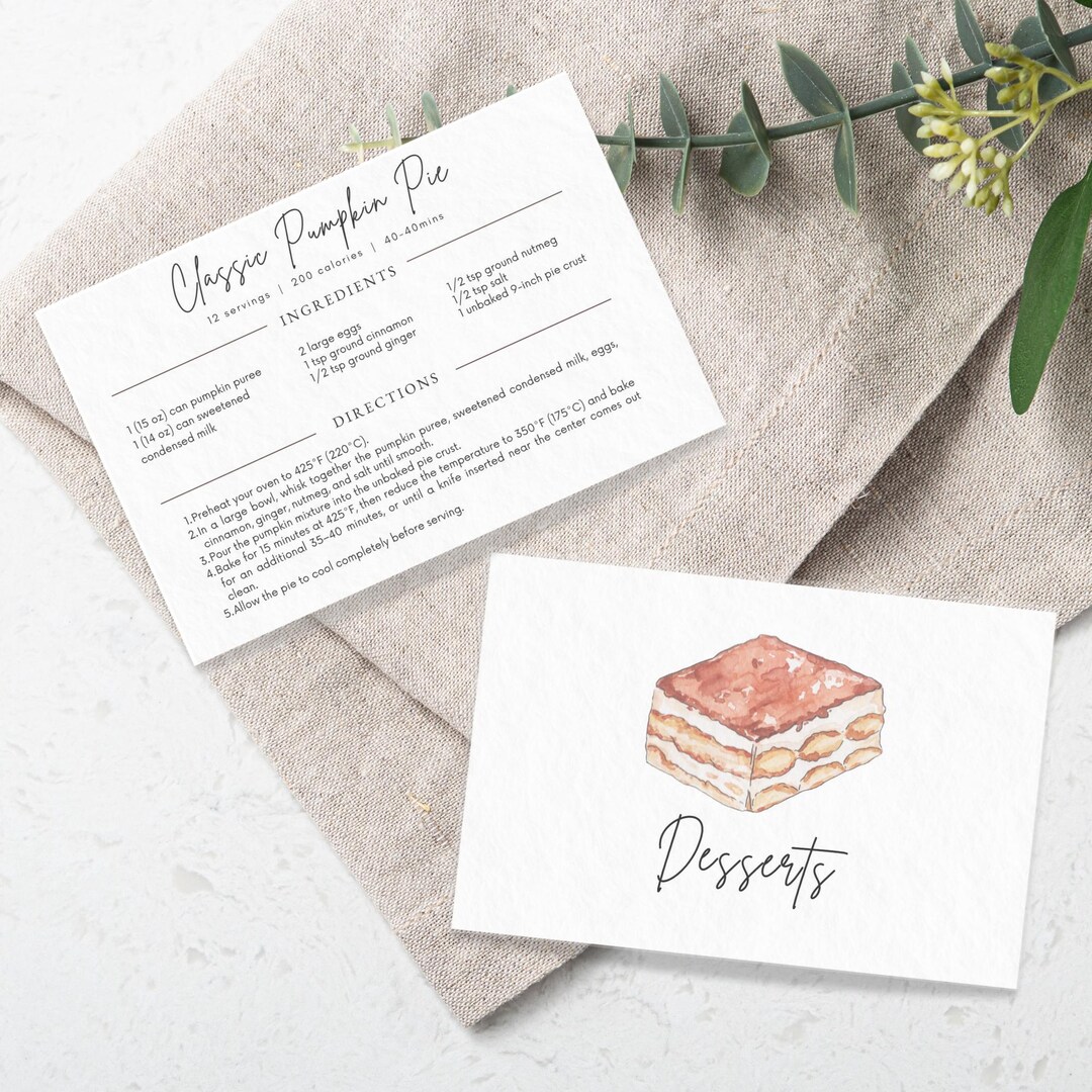 Customizable Recipe Card Template With Back Card Modern Font Canva ...