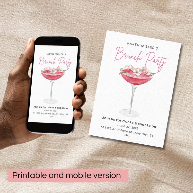 Editable Birthday Party Invitation Canva Template | Brunch Party ...