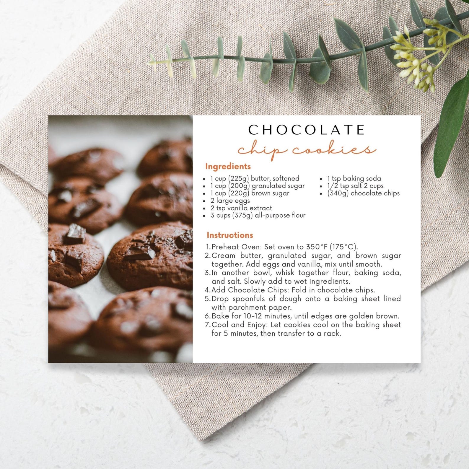 Customizable Recipe Card Template | Classic 4x6 Canva Template ...