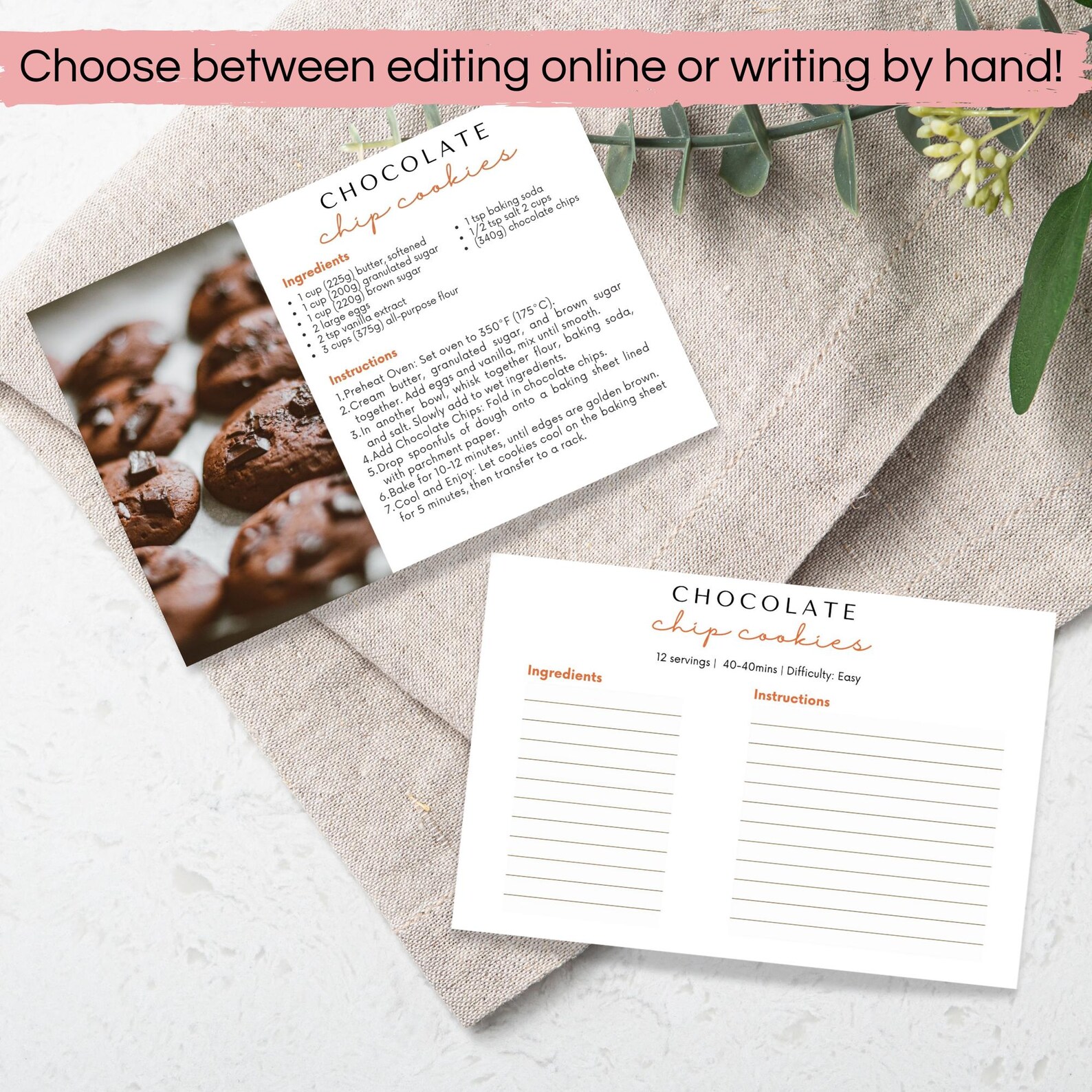Customizable Recipe Card Template | Classic 4x6 Canva Template ...