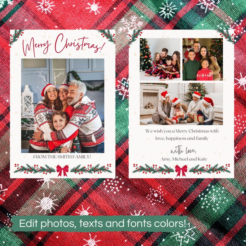 Editable Merry Christmas Family Card Template | Customizable Canva ...
