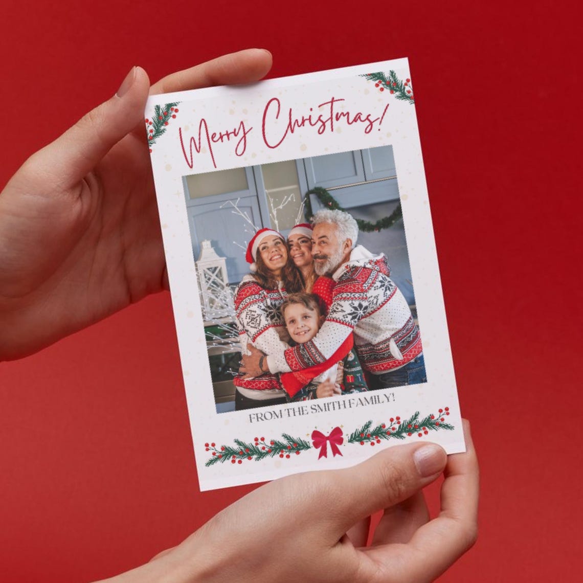Editable Merry Christmas Family Card Template | Customizable Canva ...