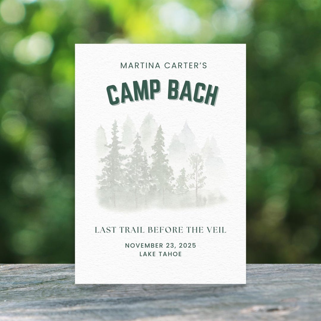 Editable Camp Bachelorette Party Invitation Canva Template | Camp Bach ...