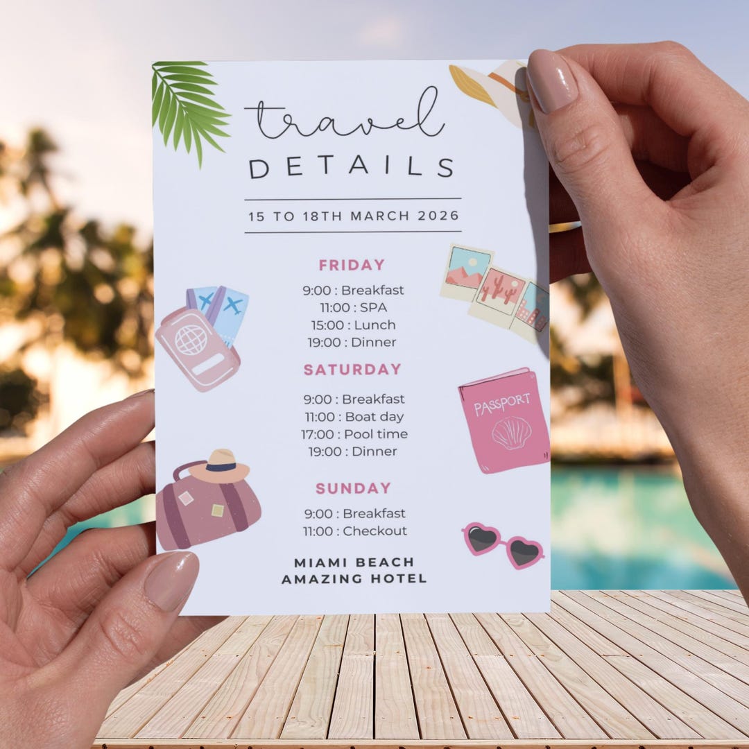 Editable Travel Itinerary | Weekend Vacation Planner | Getaway ...