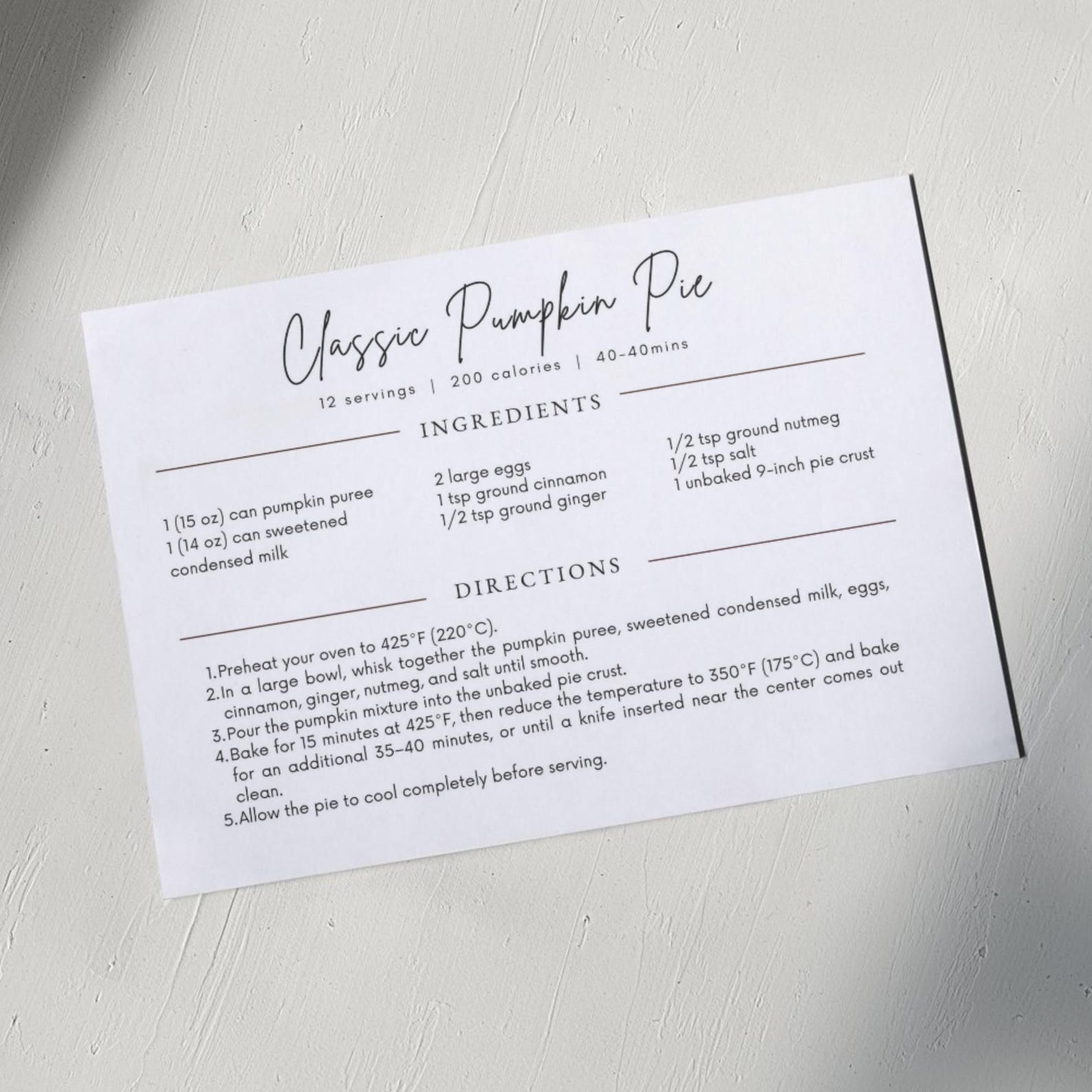 Customizable Recipe Card Template With Back Card Modern Font Canva ...