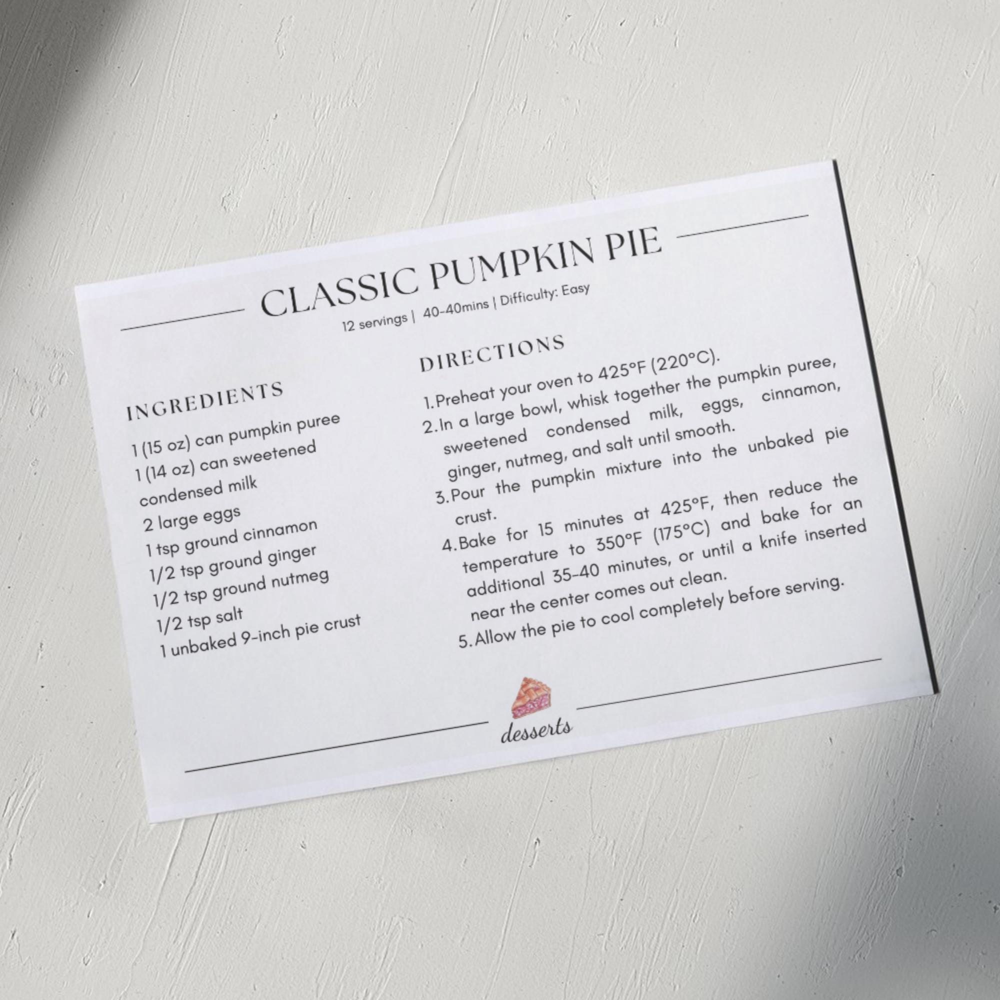 Customizable Recipe Card Template: Minimalist 4x6 Canva Design (digital ...
