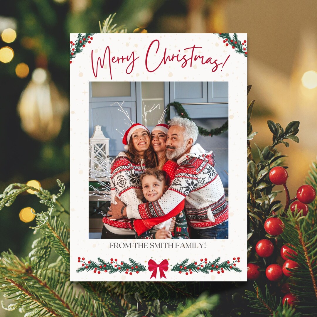 Editable Merry Christmas Family Card Template | Customizable Canva ...