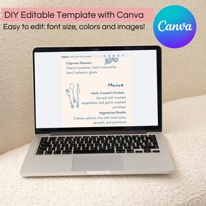 Editable Dinner Menu Canva Template | Hand Drawn Menu Card | Whimsical ...