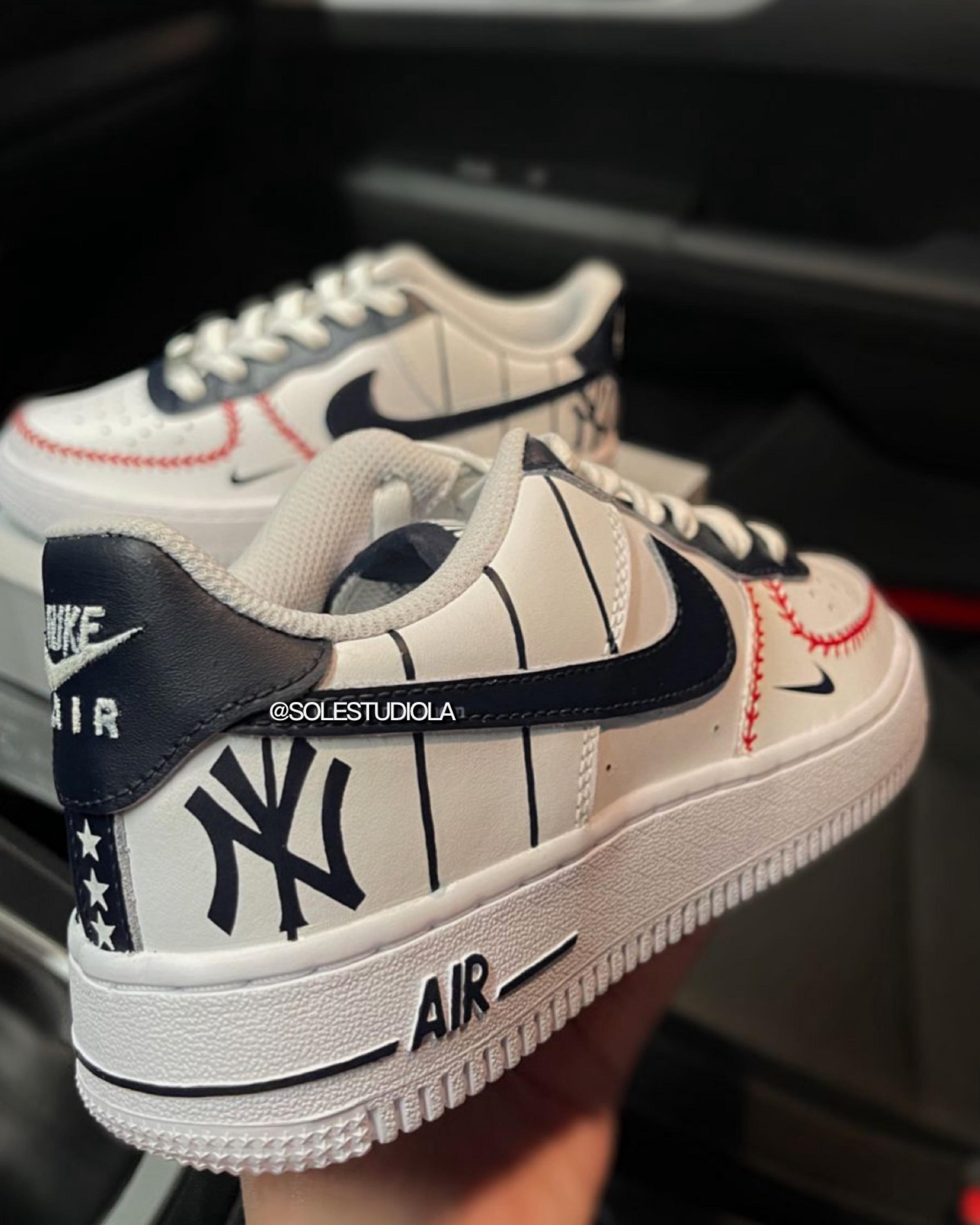 Custom Hand Painted New York Yankees Air Force 1 Sneakers, Personalized ...