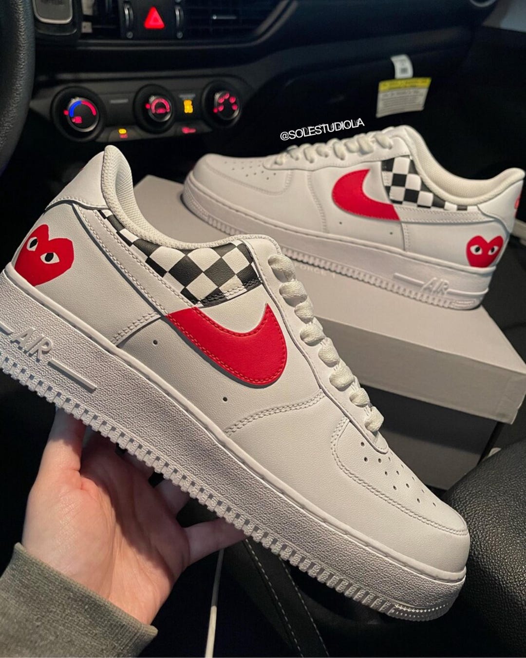 Custom Air Force 1 Shoes With Checkers and Hearts, Hand Painted ...