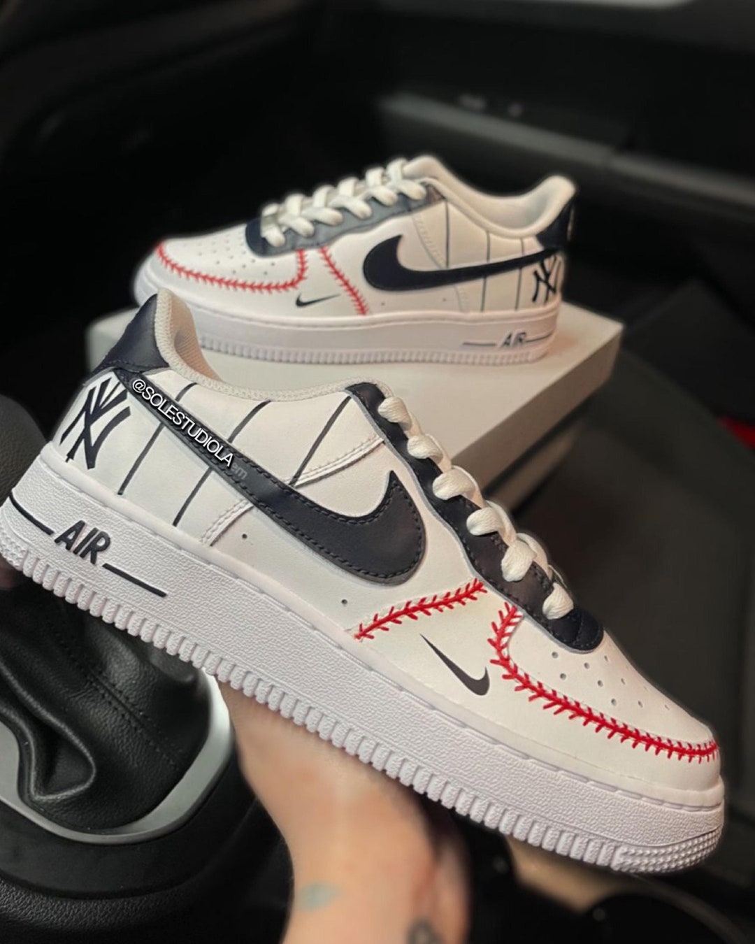 Custom Hand Painted New York Yankees Air Force 1 Sneakers, Personalized ...