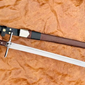 Hand Forged Messer Sword: 27.5 Inch Carbon Steel Blade, Leather ...